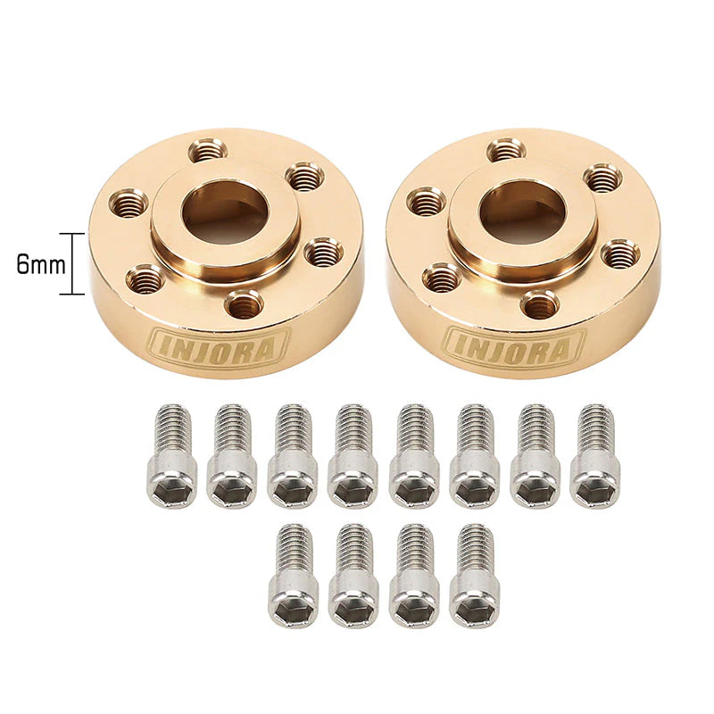 INJORA 12mm Heavy Brass Wheel Hex Hub Extenders Adapters for 1.9 2.2 B ...